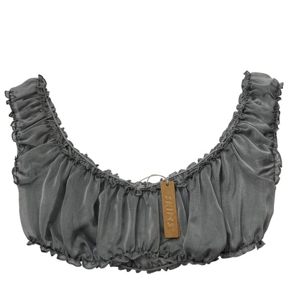 SKIMS | Tops | Skims Romance Chiffon Crop Top Charcoal Large | Poshmark